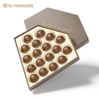 China Custom Diamond-Shaped 18Pcs Chocolate Box with Luxury Gold Food Tray for Premium Chocolate Packaging for sale