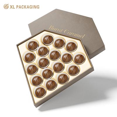 China Custom Diamond-Shaped 18Pcs Chocolate Box with Luxury Gold Food Tray for Premium Chocolate Packaging for sale