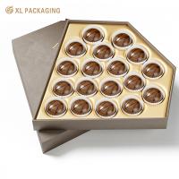 China Custom Diamond-Shaped 18Pcs Chocolate Box with Luxury Gold Food Tray for Premium Chocolate Packaging for sale
