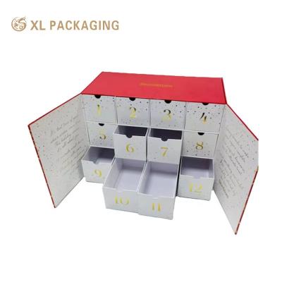 China XL Packaging Custom Luxury Boxes Christmas Printing Design Advent Calendar Box 12 24 Days Star Tree Type Inside Full Colour Skin Care Cosmetic Gift Box for sale