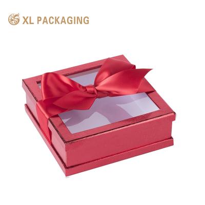 China Luxury Square Lid & Base Window Gift Box with Bowknot for Jewelry Accessary Packaging for sale