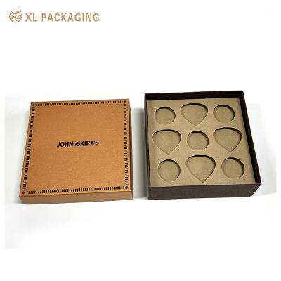 China Elegent Yellow Pearlescent Chocolate Box 2-Piece Paper Box with UV Logo for sale