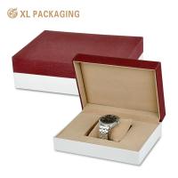 China Custom Logo Flip-Top Watch Box With Lychee Texture Faux Leather Paper for Jewelry and Watch Gift Packaging for sale
