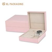 China Custom Logo Flip-Top Watch Box With Lychee Texture Faux Leather Paper for Jewelry and Watch Gift Packaging for sale