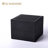 China Wholesale Custom Cardboard Luxury Black PU Leather Watch Box Packaging With Logo , Paper Watch Gift Box for sale