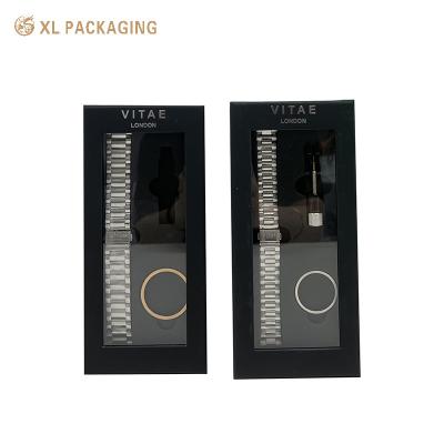 China Luxury Black Paper Watch Box with Custom Logo Printing for sale