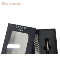 China Luxury Black Paper Watch Box with Custom Logo Printing for sale