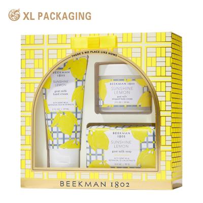 China Custom Printed Luxury Gift Box with Large Arched Transparent Window and Decorative Satin Bow for Cosmetic Packaging for sale