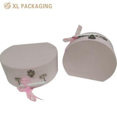 China XL Packaging Custom Packaging Box Factory Customized Recyclable Paper Perfume Biscuit Packaging Round Paper Suitcase Box Case With Metal Handle for sale