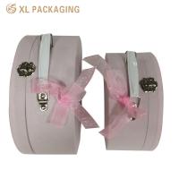 China XL Packaging Custom Packaging Box Factory Customized Recyclable Paper Perfume Biscuit Packaging Round Paper Suitcase Box Case With Metal Handle for sale