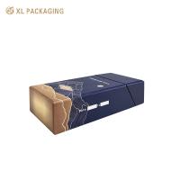 China Premium Dark Blue Diagonal Flap Opening Cardboard Box with Pantone Printing and UV Spot Finish for sale