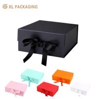 China XL Packaging Custom Packaging Factory Luxury Foldable Magnetic Closure Foldable Paper Boxes , Embossed Gift Boxes With Ribbon Eco-Friendly and Customizable for sale