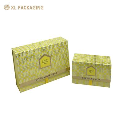 China XL Packaging Custom Luxury Boxes Double Door Gift Packaging Box in Yellow with Metallic Button Closure and Foil Stamping for Special Occasions for sale