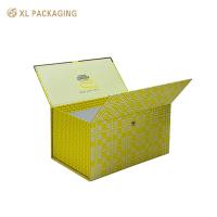 China XL Packaging Custom Luxury Boxes Double Door Gift Packaging Box in Yellow with Metallic Button Closure and Foil Stamping for Special Occasions for sale