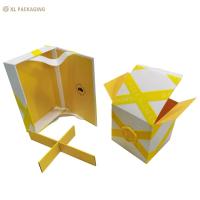 China XL Packaging Custom Printed Cosmetic Boxes Yellow Velvet Finish Resin Logo Cosmetic Paper Box with Magnetic Closure and 4-Compartment Design for Skin Care Packaging for sale