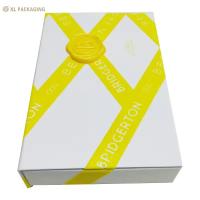 China XL Packaging Custom Printed Cosmetic Boxes Yellow Velvet Finish Resin Logo Cosmetic Paper Box with Magnetic Closure and 4-Compartment Design for Skin Care Packaging for sale