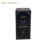 China  XL Packaging Custom Packaging Box Factory Stylish Hinge Wine Gift Box with Gold Metal Nameplate and EVA Inner Support for Black Wine Paper Packaging for sale