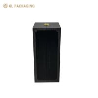 China  XL Packaging Custom Packaging Box Factory Stylish Hinge Wine Gift Box with Gold Metal Nameplate and EVA Inner Support for Black Wine Paper Packaging for sale