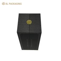 China  XL Packaging Custom Packaging Box Factory Stylish Hinge Wine Gift Box with Gold Metal Nameplate and EVA Inner Support for Black Wine Paper Packaging for sale