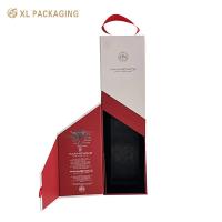 China Luxury Folding Wine Gift Box with Silver Foil Logo and Ribbon Handle for Champagne for sale