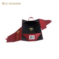 China Luxury Folding Wine Gift Box with Silver Foil Logo and Ribbon Handle for Champagne for sale