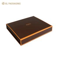 China Custom Logo Foldable Cosmetic Packaging Box Matte Brown & Orange Rigid Gift Box with Flat-Pack for E-Commerce for sale