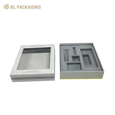 China XL Packaging Custom Printed Cosmetic Boxes Luxury Custom Gift Box Cosmetic Skin Care Packaging Cardboard Paper Boxes  Lid And Base Paper Box With Window for sale