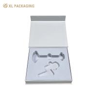 China Luxury White Magnetic Flip Rigid Box for Beauty Device | Velvet Lined EVA Tray | Matte Gold Foil Stamped Logo for sale