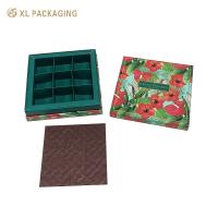 China Premium 3-Piece Rigid Chocolate Box with 9-Slot Divider and Dark Green Inner Case for sale