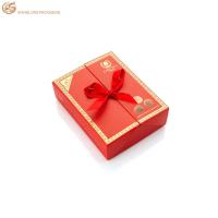 China 350gsm White Cardboard Double Door Chocolate Box with Gold Foil Stamping and Ribbon Closure for sale