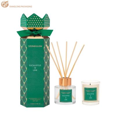 China Eco-Friendly 350g Kraft Paper Perfume Box with Hot Stamping Logo and Green Ribbon Accessories for sale