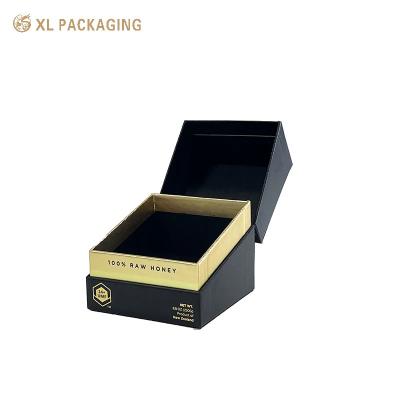 China XL Packaging Custom Packaging Box Factory Angled Open Clamshell Rigid Candle Box Gold Foil Logo Candle Packaging Box Black Paper For Candle for sale