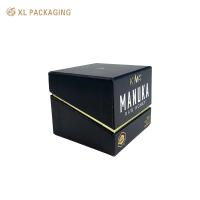 China XL Packaging Custom Packaging Box Factory Angled Open Clamshell Rigid Candle Box Gold Foil Logo Candle Packaging Box Black Paper For Candle for sale