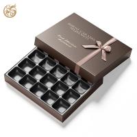 China Affordable Brown Chocolate Packaging Box  with Gold Logo & Elegant Pink Bow Decoration for sale