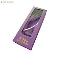 China Clear Window Roses Flower Box Kraft Paper Valentine's Day Gift Box Purple Magnetic Paper Box Packaging With Silk Fabric Insert for sale