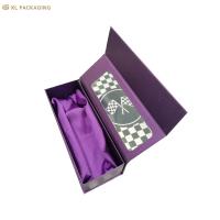 China Clear Window Roses Flower Box Kraft Paper Valentine's Day Gift Box Purple Magnetic Paper Box Packaging With Silk Fabric Insert for sale