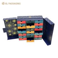 China OEM Luxury Full Gold Foil Holiday Advent Calendar Carton Collection Gift Paper Box Set With 24pcs Small Drawers for sale