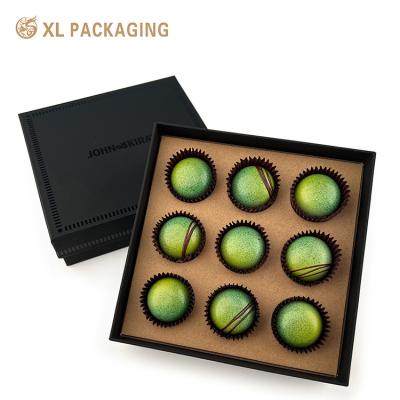 China Custom Soft Touch Rigid 9pcs Eco-friendly Chocolate Gift Box with Ribbon for Holiday Packaging for sale