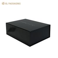 China XL Packaging Custom Packaging Box Factory Custom Black Paper Box Packaging White Logo Magnetic Gift Box Emboss Magnetic Paper Boxes For Gift Packing for sale