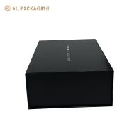 China XL Packaging Custom Packaging Box Factory Custom Black Paper Box Packaging White Logo Magnetic Gift Box Emboss Magnetic Paper Boxes For Gift Packing for sale