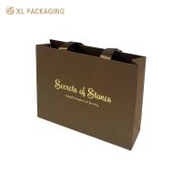 China XL Packaging Custom Packaging Factory Custom Logo Printed Gift Craft Shopping Paper Bag With Handles Brown Ribbon for sale