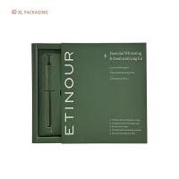 China Custom Logo 350gsm Card Paper Box Green Flat Ship Soft Touch Drawer Box for sale