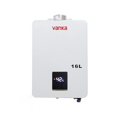 China Thermostat Control Indoor Gas Water Heater 12L-18L Forced Exhaust with Digital Temperature Control and Self-Modulating Flame for sale