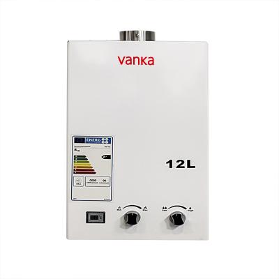 China Vanka Digital Temperature Adjustable Forced Exhaust Gas Water Heater 12L-24L Capacity with 88% Thermal Efficiency for sale
