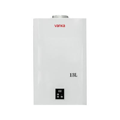 China Vanka 13L LPG Chimney Gas Water Heater CE Certified Forced Exhaust Touchscreen for sale