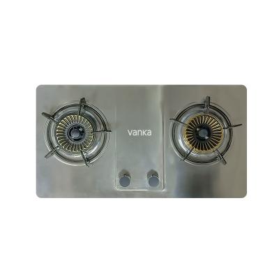 China Built-In 2 Burner Gas Cooktop with Tempered Glass Surface - 3.8kW Dual Burners, 710×400mm Size for sale