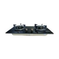 China Double Head Commercial Gas Stove 730x410mm with Dual Fuel Natural Gas & LPG Tempered Glass Surface for sale