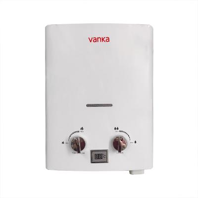 China 6L Portable Outdoor Natural Gas Water Heater Dual Knob Direct Exhaust 2000 Pa for sale
