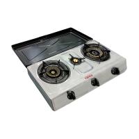 China Portable 3 Burner Stainless Steel Tabletop Gas Stove with Windproof Cover for Kitchen and Outdoor Cooking for sale