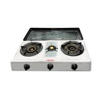 China Portable 3 Burner Stainless Steel Tabletop Gas Stove with Windproof Cover for Kitchen and Outdoor Cooking for sale